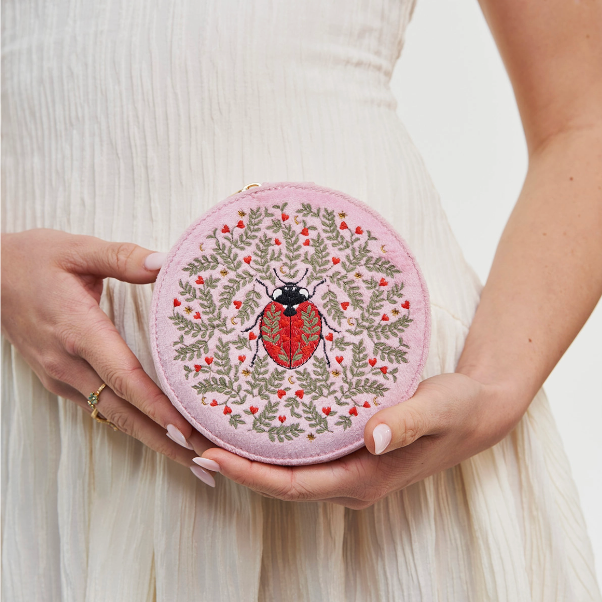 Ladybug Embroidered Jewellery Box | Birch Jewellery
